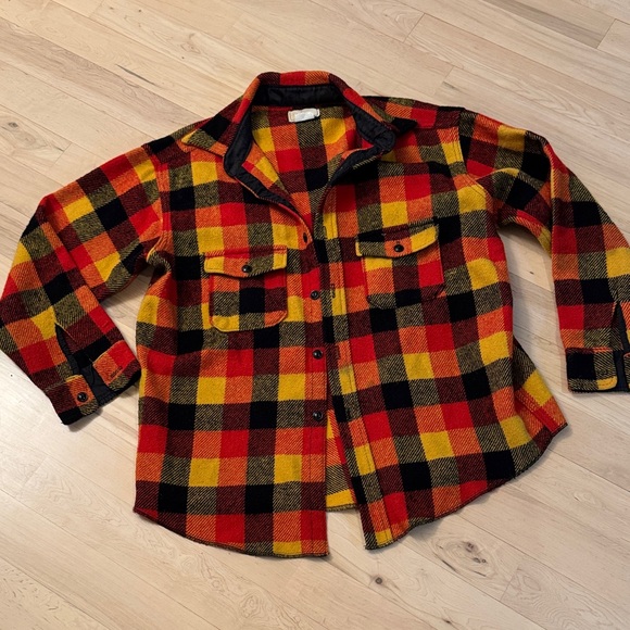 Shirts | Vintage6swool Shacket Shirt In A Red Yellow And Black Plaid ...